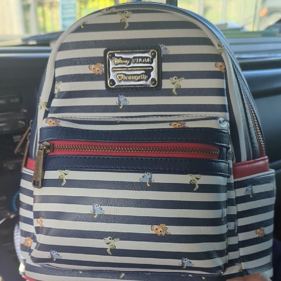 Loungefly | Bags | Loungefly Striped Backpack Blue And White | Poshmark